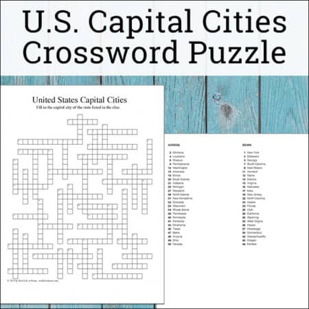 United States State Capitals Crossword Puzzle - Free Printable
