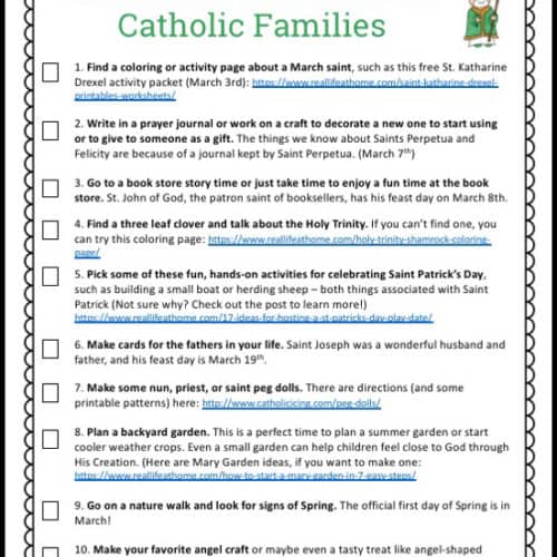 Catholic Printables Index Page