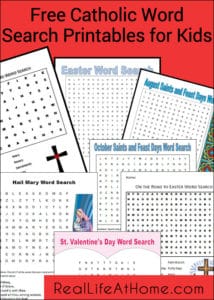 Free Catholic Word Search Printables for Kids