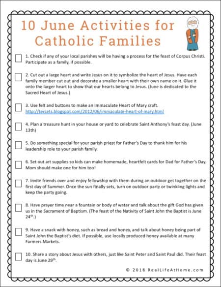 10 June Activities for Catholic Families - Free Printable for Fun Faith ...