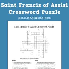 Saint Francis of Assisi Crossword Puzzle Free Printable