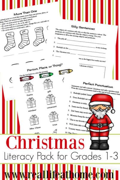 Christmas Language Arts Worksheets Packet for 1st - 3rd Grade