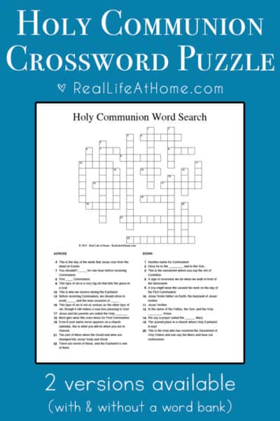 Holy Communion Crossword Puzzle {Perfect for First Communion Students}