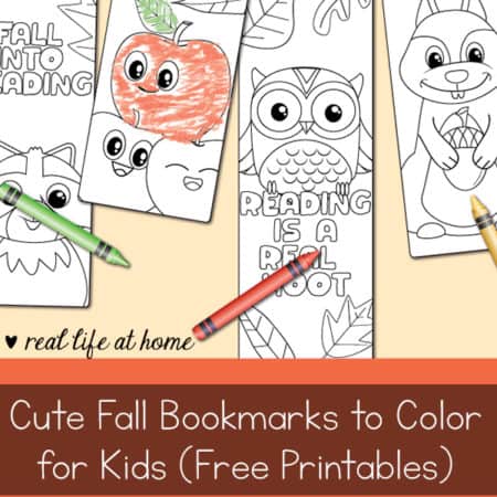 Cute Fall Bookmarks to Color for Kids (Free Printable)