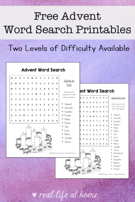 Advent Word Search for Kids - Free Printables with Two Versions