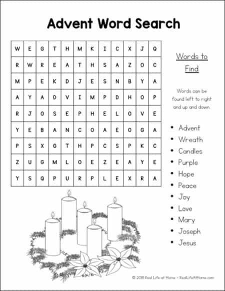 Advent Word Search for Kids - Free Printables with Two Versions