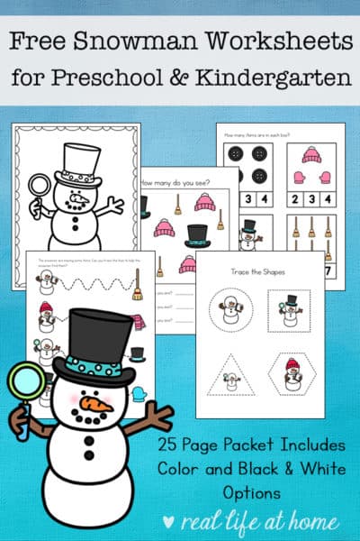 Free Snowman Worksheets for Preschool and Kindergarten Students