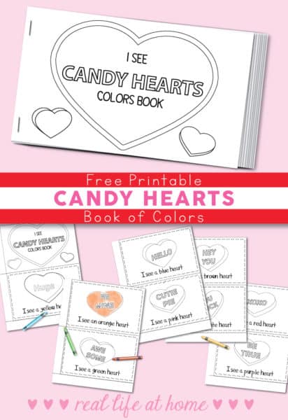 Free Printable Candy Hearts Valentine Color Book for Kids