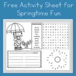 Free Spring Activity Page Printable for Kids (Fun Activity Placemat)