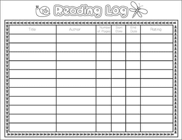 Free Printable Bug Bookmarks and Reading Log for Kids