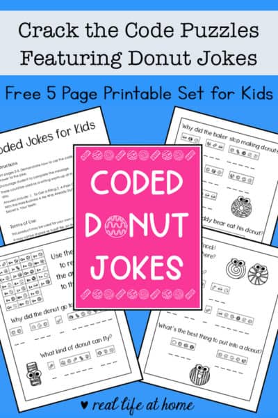 Crack the Code Puzzles Free Printable Featuring Donut Jokes