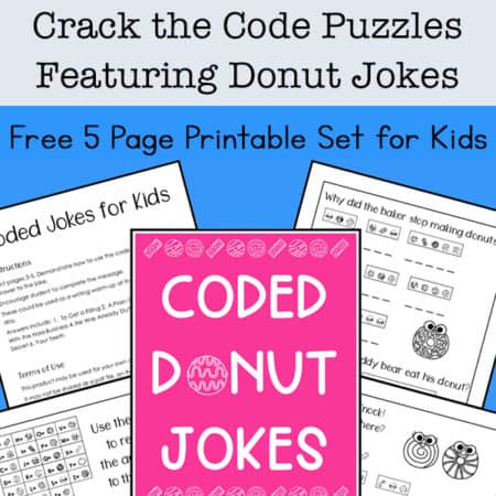 Crack the Code Puzzles Free Printable Featuring Donut Jokes
