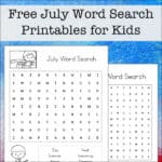 Free Printable: July Word Search Printable Puzzle for Kids
