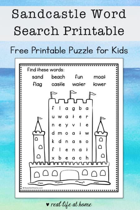 Sandcastle Word Search - Free and Easy Beach Word Find for Kids