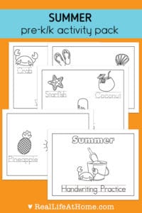 Summer Handwriting and Coloring Printables for Preschool - Kindergarten