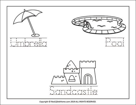 Summer Handwriting and Coloring Printables for Preschool - Kindergarten