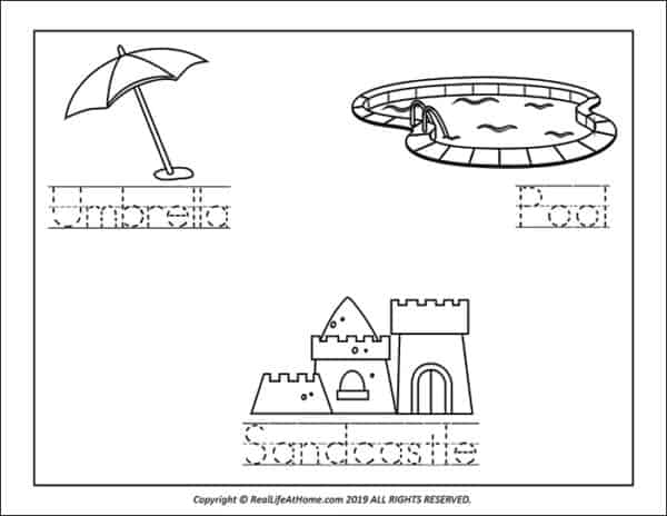 Summer Handwriting and Coloring Printables for Preschool - Kindergarten