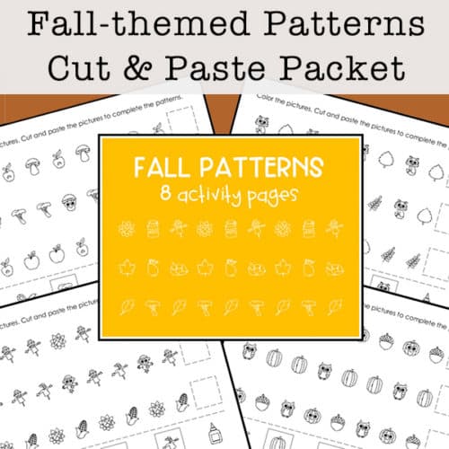 Cut and Paste Fall Patterns Worksheets Packet (Free Autumn Printables)