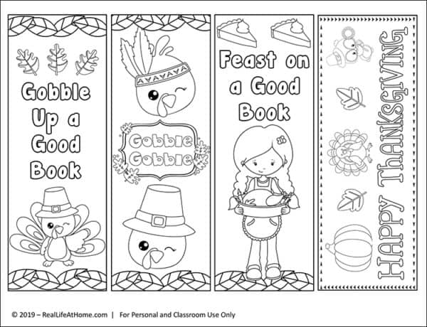 Free Printable Thanksgiving Bookmarks to Color for Kids