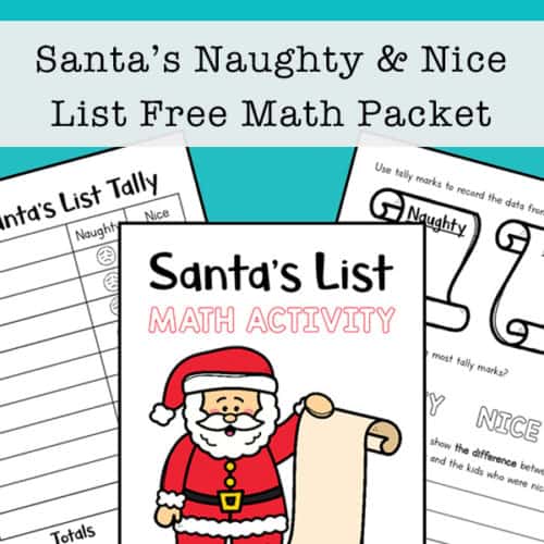 Santa's Naughty and Nice List Christmas Math Activity Packet (Free)