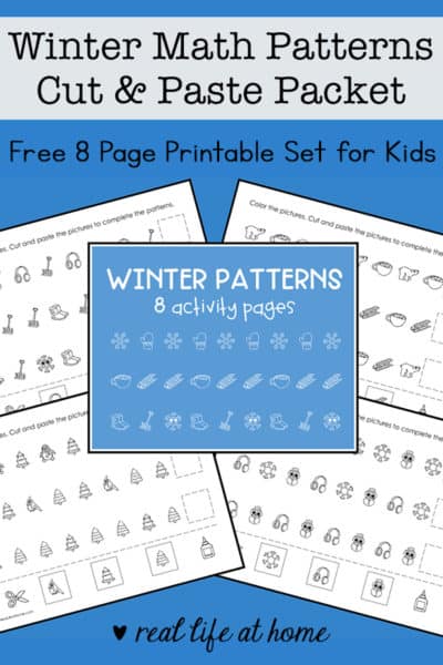 Free Winter Math Patterns Printable Worksheets (Preschool - 1st Grade)