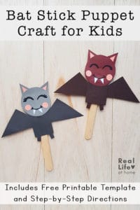 Bat Craft for Kids: Bat Stick Puppet with Free Printable Patterns