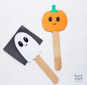 Halloween Stick Puppets Craft or Bookmarks with Free Printable Patterns