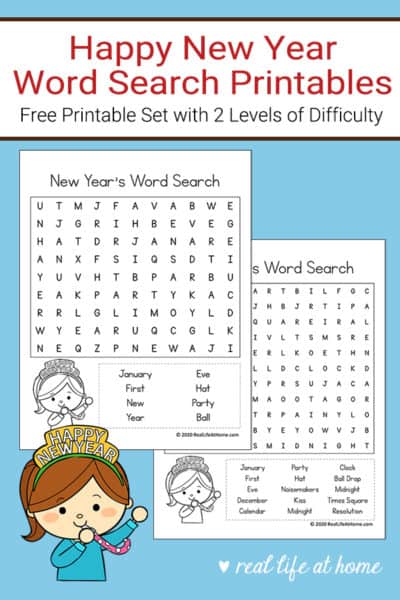 New Year's Games and Puzzles for Kids Printables Packet