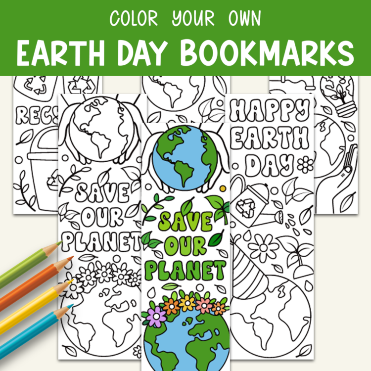 Free Printable Earth Day Bookmarks to Color for Kids and Adults