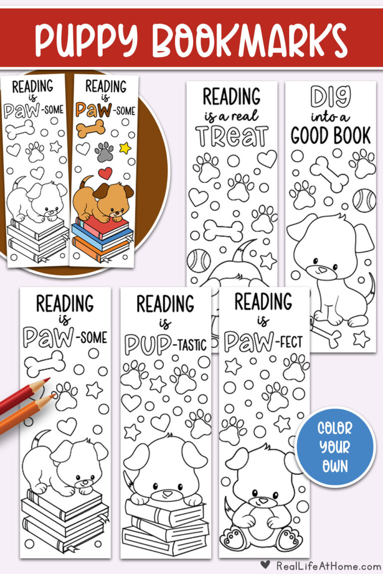 Free Printable Color Your Own Dog Bookmarks for Kids and Adults