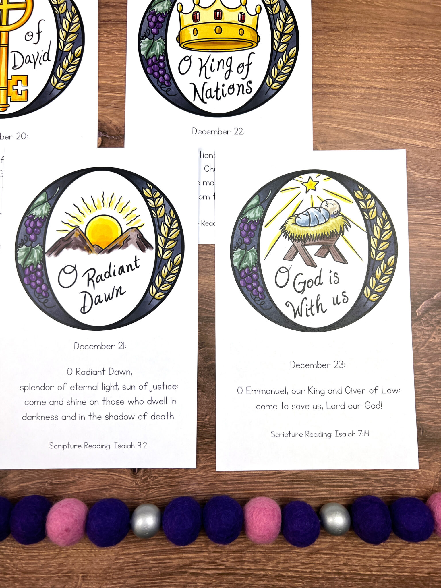 O Antiphons Advent Display Cards and Ornaments Packet for Kids