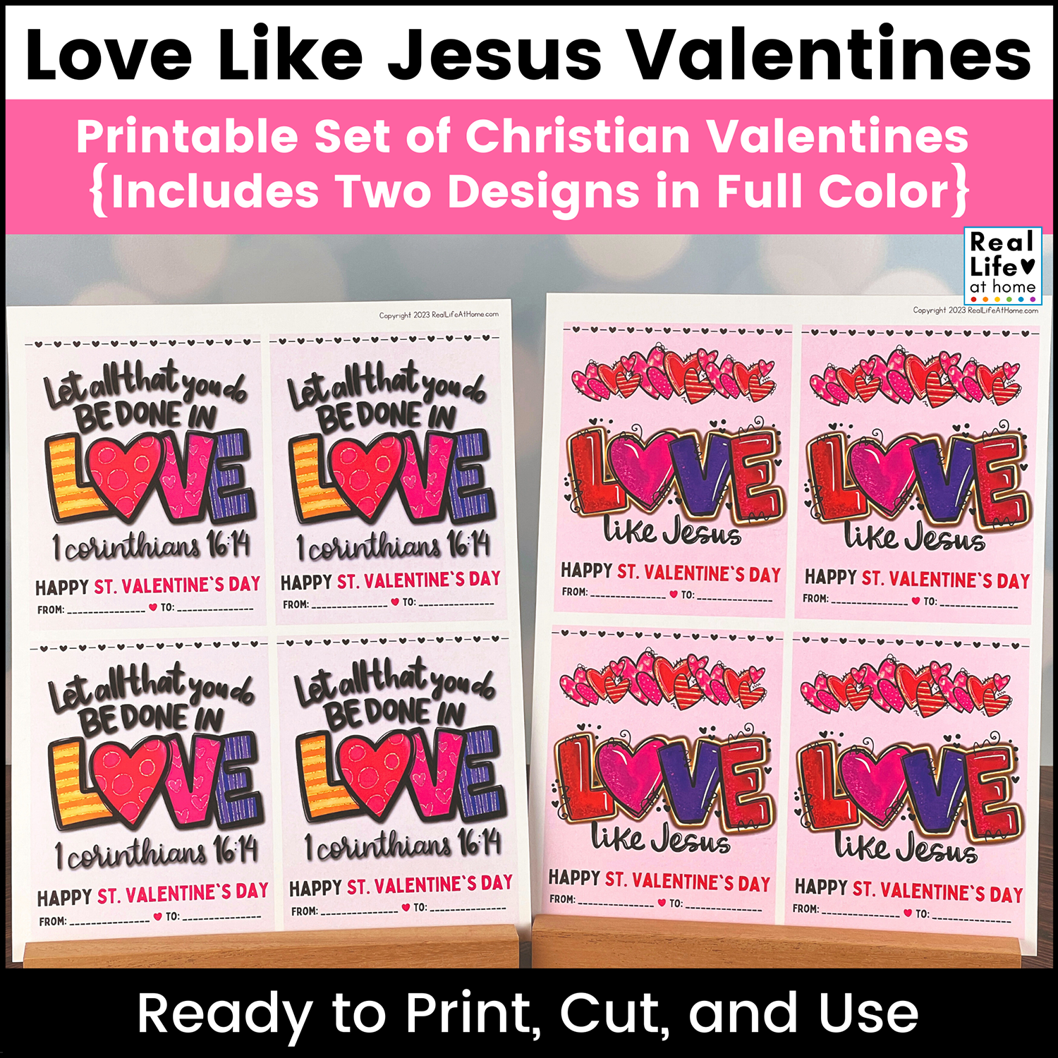 1 Corinthians and Love Like Jesus Valentine Cards for Kids