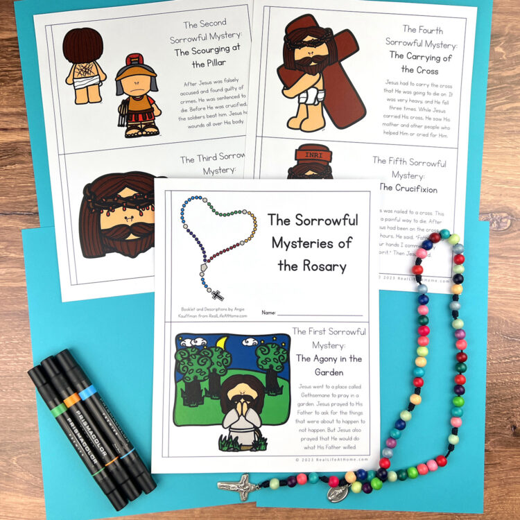 Mysteries of the Rosary Mini Books for Kids (Four 6-page Books)