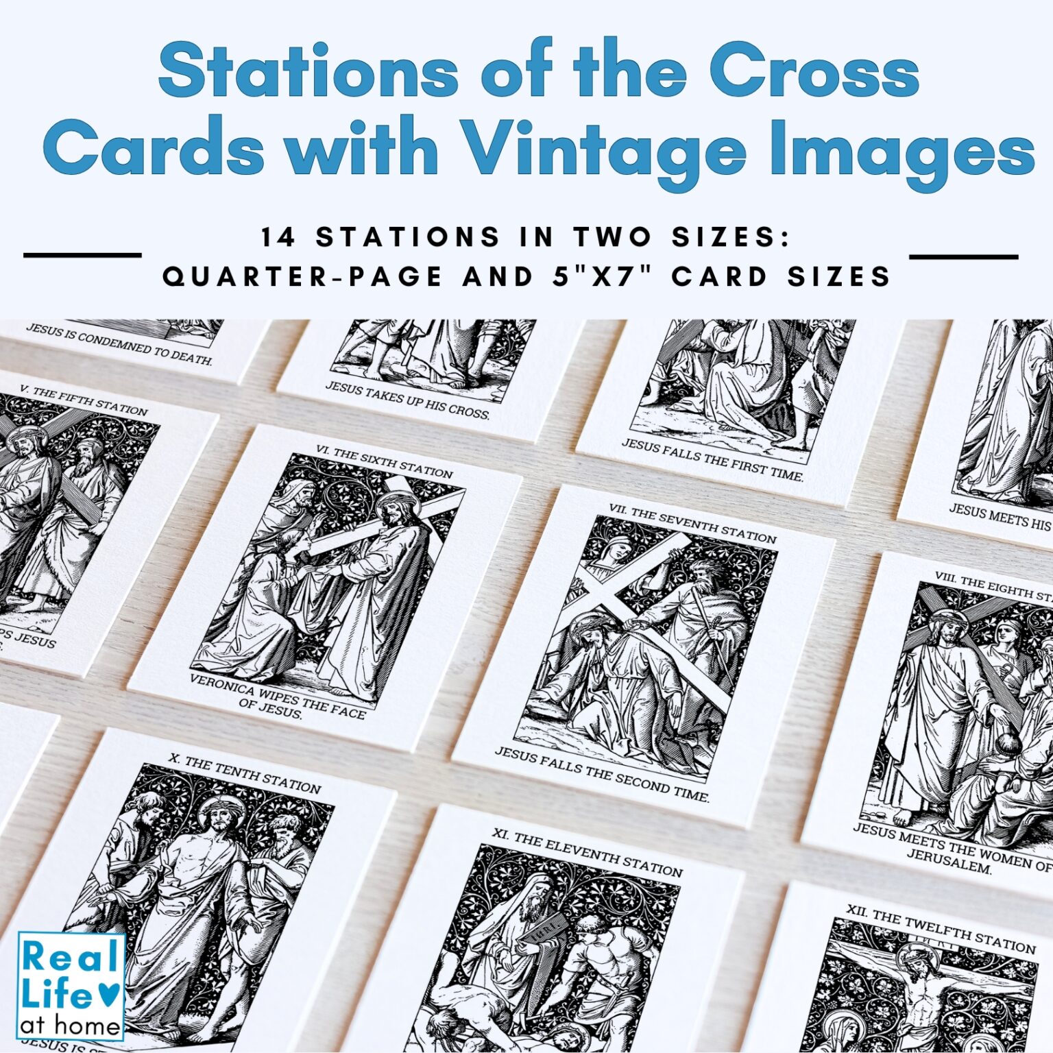 Stations of the Cross Cards with Vintage Religious Images