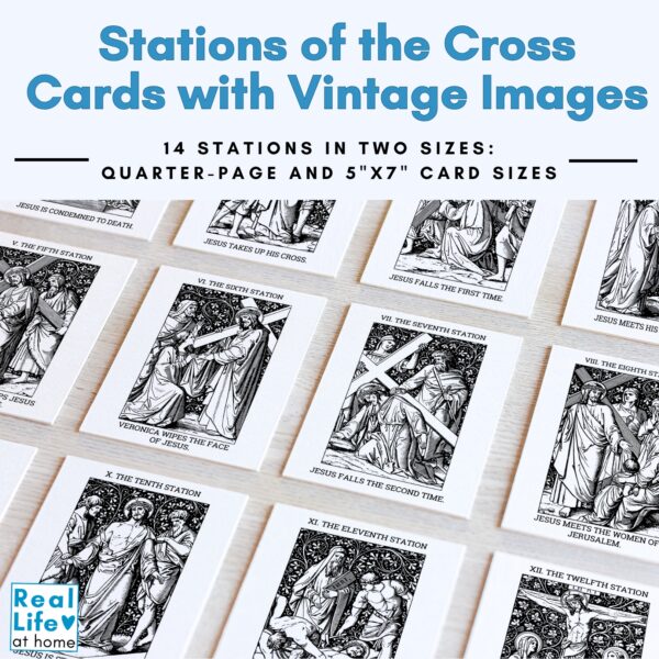 Stations of the Cross Cards with Vintage Religious Images
