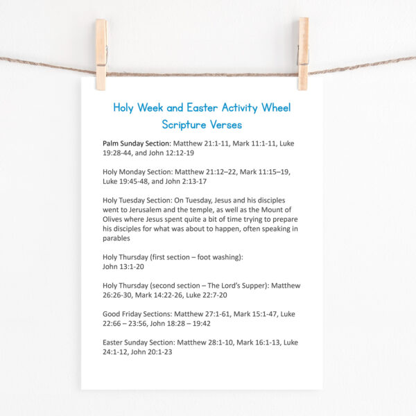 Holy Week Story Spinner Printable | Easter Activity Wheel Printable