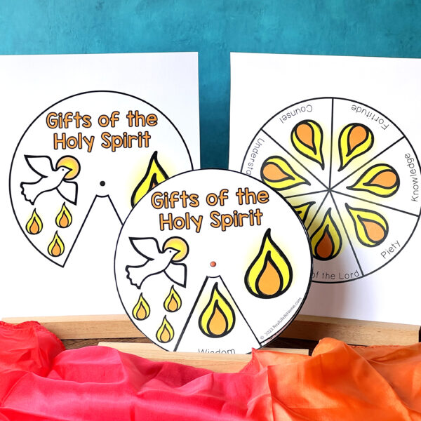 Gifts of the Holy Spirit Activity Wheel Pentecost Printable for Kids